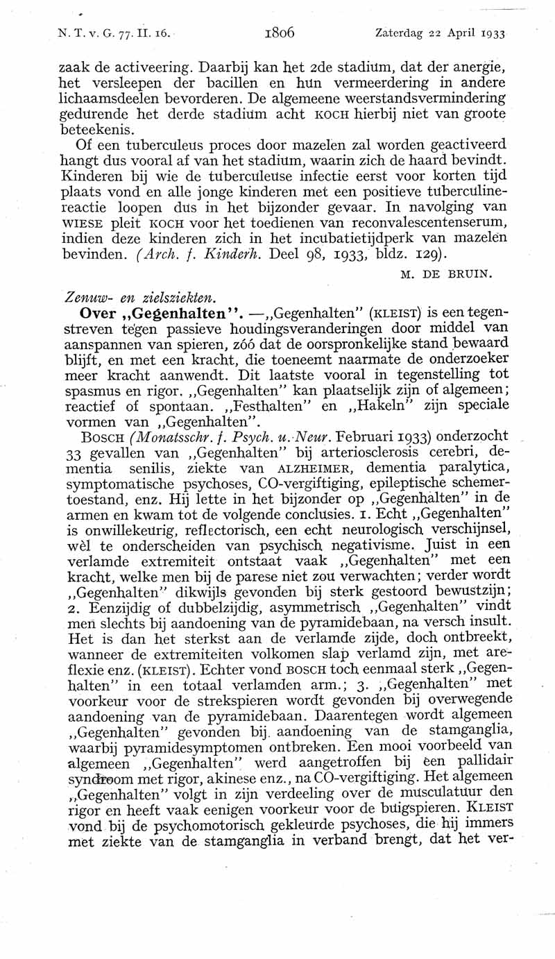 Over 'Gegenhalten' | Nederlands Tijdschrift voor Geneeskunde