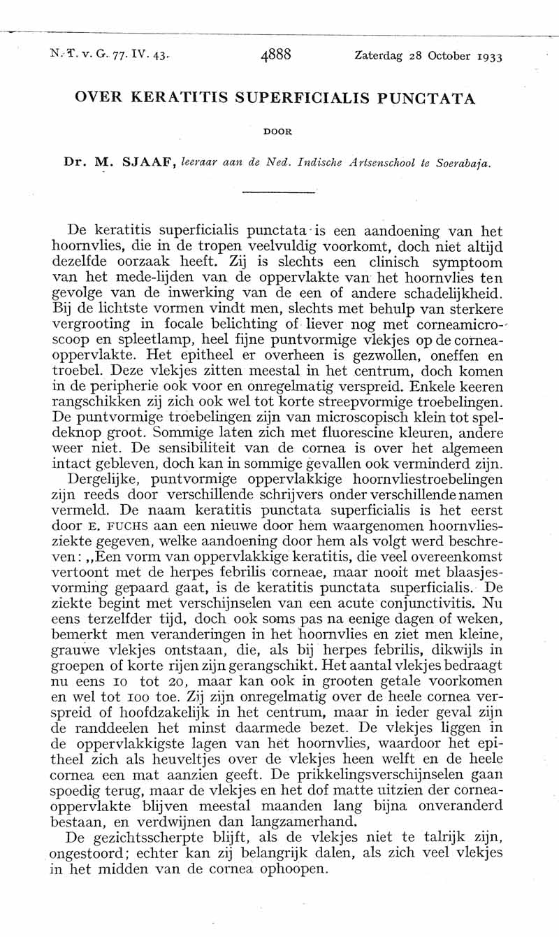 Over keratitis superficialis punctata | Nederlands Tijdschrift voor ...
