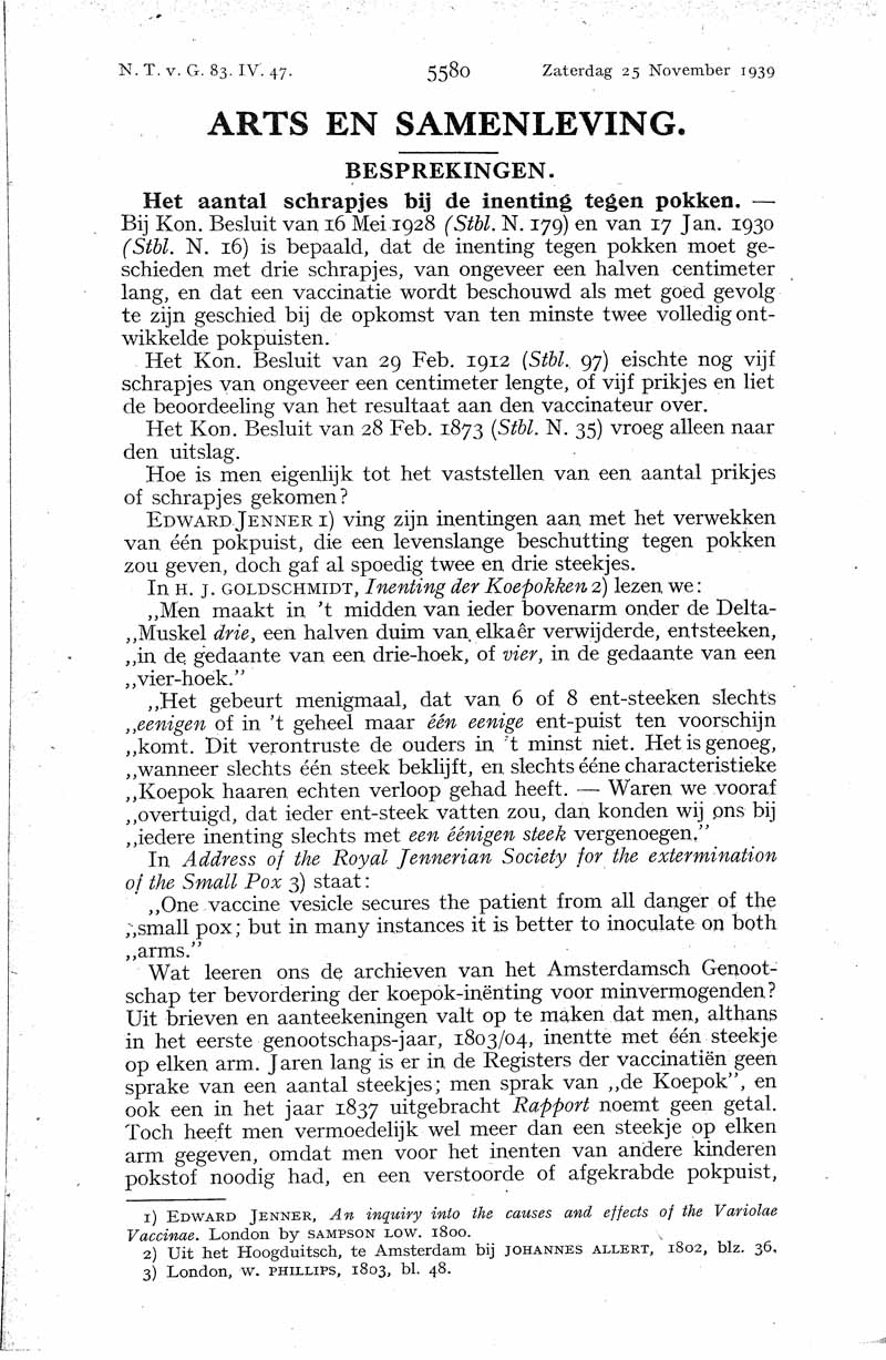 Het aantal schrapjes bij de inenting tegen pokken | Nederlands ...