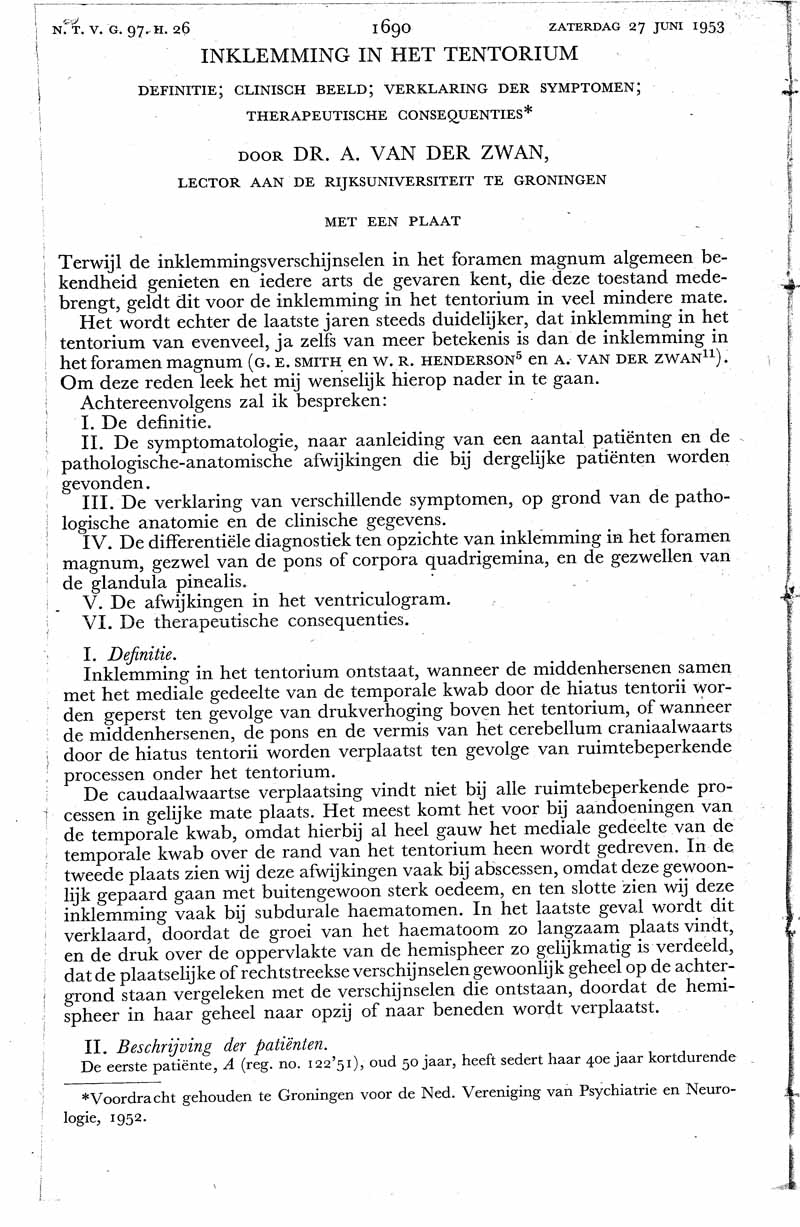 Inklemming in het tentorium | Nederlands Tijdschrift voor Geneeskunde