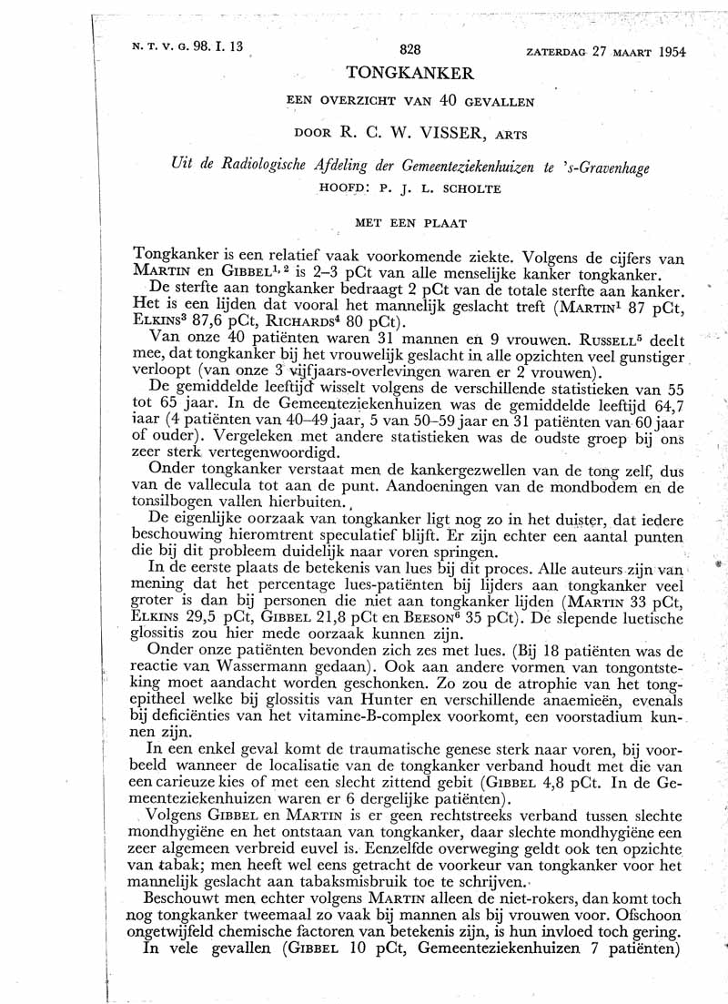 Tongkanker. Een overzicht van 40 gevallen | Nederlands Tijdschrift voor ...