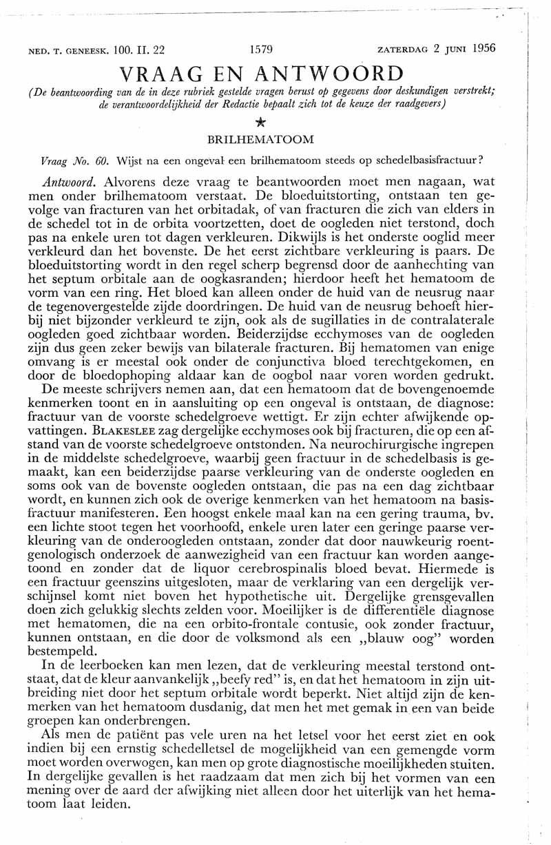 Brilhematoom | Nederlands Tijdschrift voor Geneeskunde