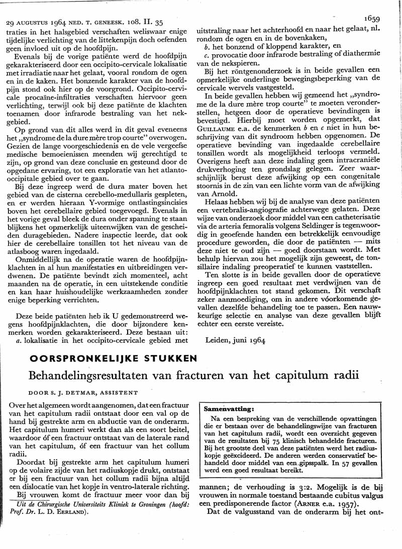 Behandelingsresultaten van fracturen van het capitulum radii ...