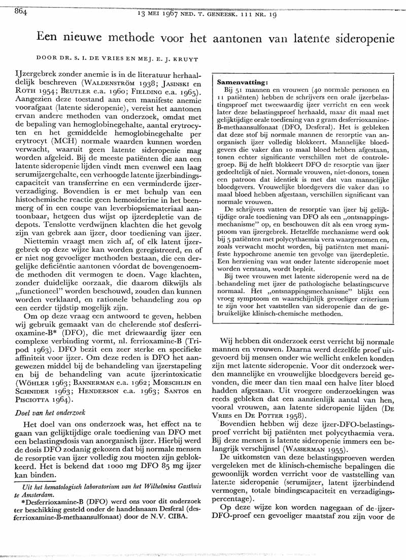 Een nieuwe methode voor het aantonen van latente sideropenie ...
