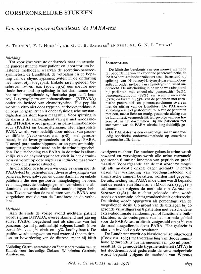 Een nieuwe pancreasfunctietest: de PABA-test | Nederlands Tijdschrift ...