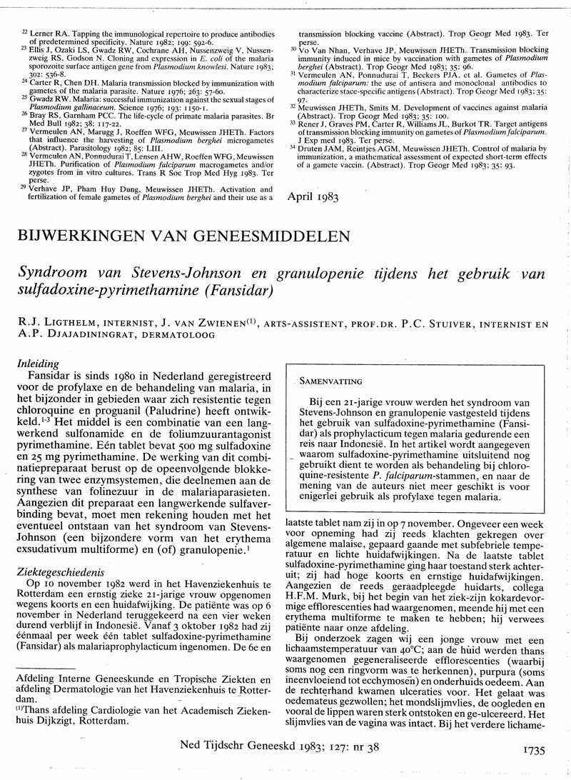 Syndroom van Stevens-Johnson en granulopenie tijdens het gebruik van ...