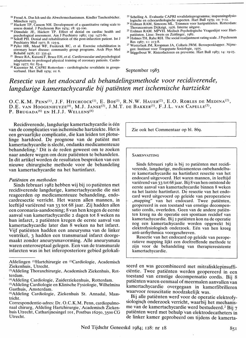 Resectie van het endocard als behandelingsmethode voor recidiverende ...