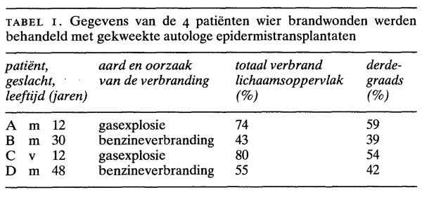 Permanente wondbedekking met gekweekte autologe epidermistransplantaten ...