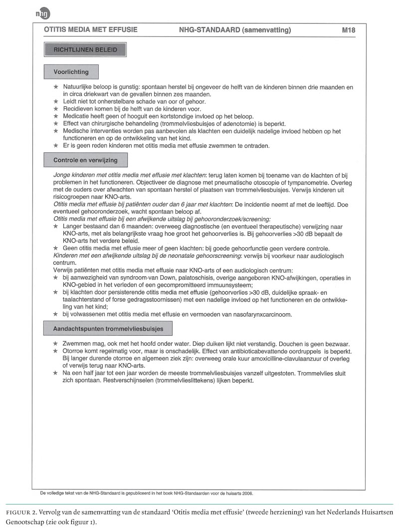Samenvatting van de standaard 'Otitis media met effusie' (tweede ...