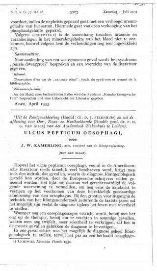 Ulcus pepticum oesophagi | NTVG